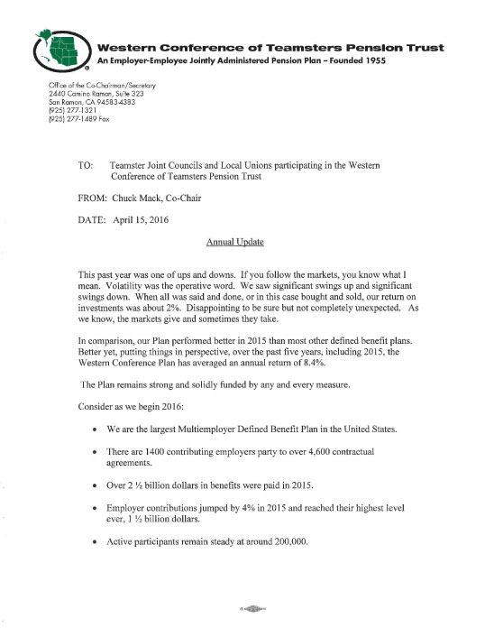 Early Retirement The Western Conference Of Teamsters